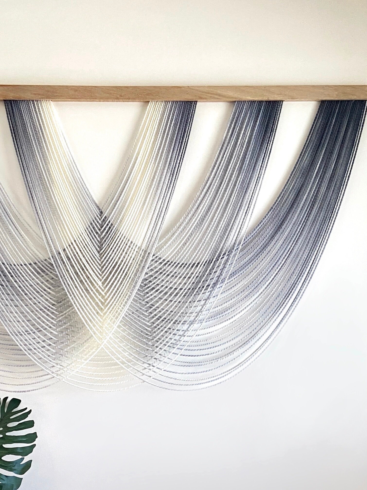 Large Blue/gray Boho Wall Tapestry, Fiber Art Wall Hanging, Dip Dyed ...