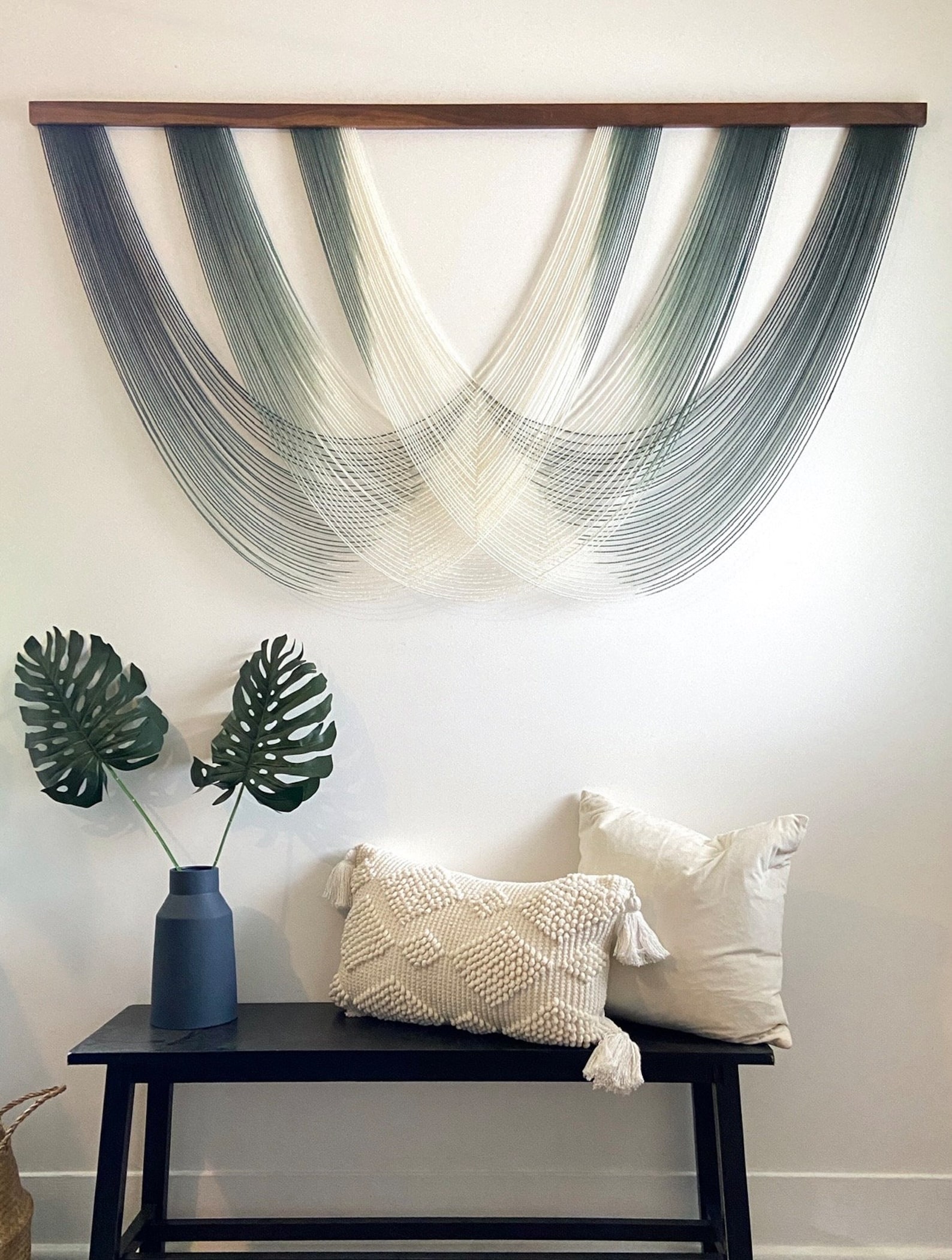 Large Green Boho Wall Tapestry Fiber Art Wall Hanging Dip - Etsy