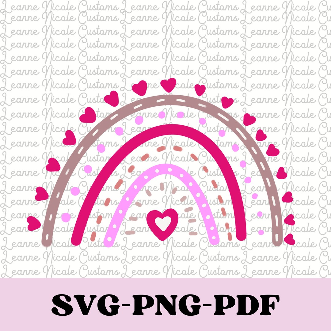 Boho Valentines Rainbow SVG PNG, Hearts Svg Png, Rainbow Hearts Svg Png ...