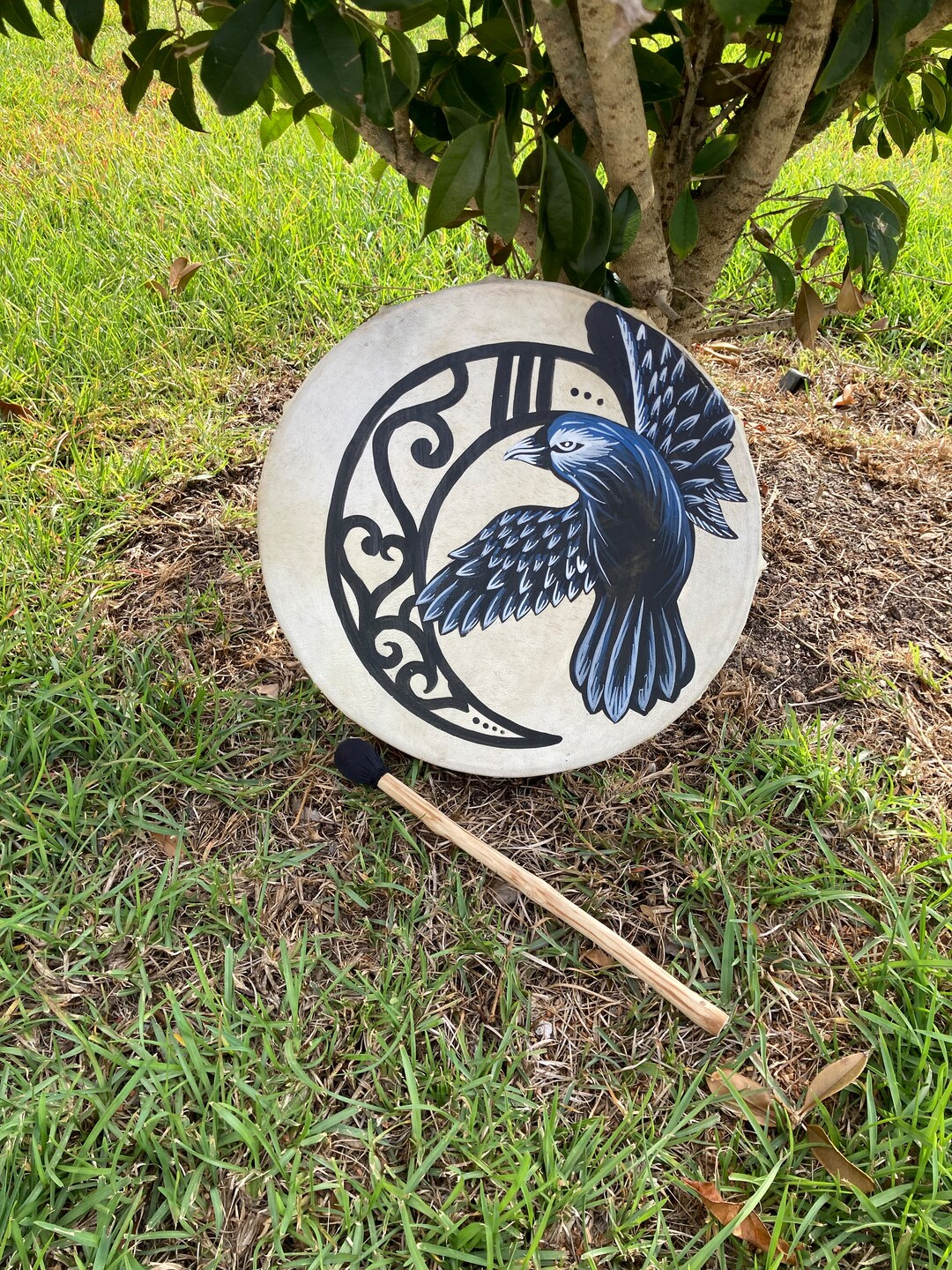 Ceremonial Drum, Drum, Raven & Moon Drum, Sound Instrument, Painted ...