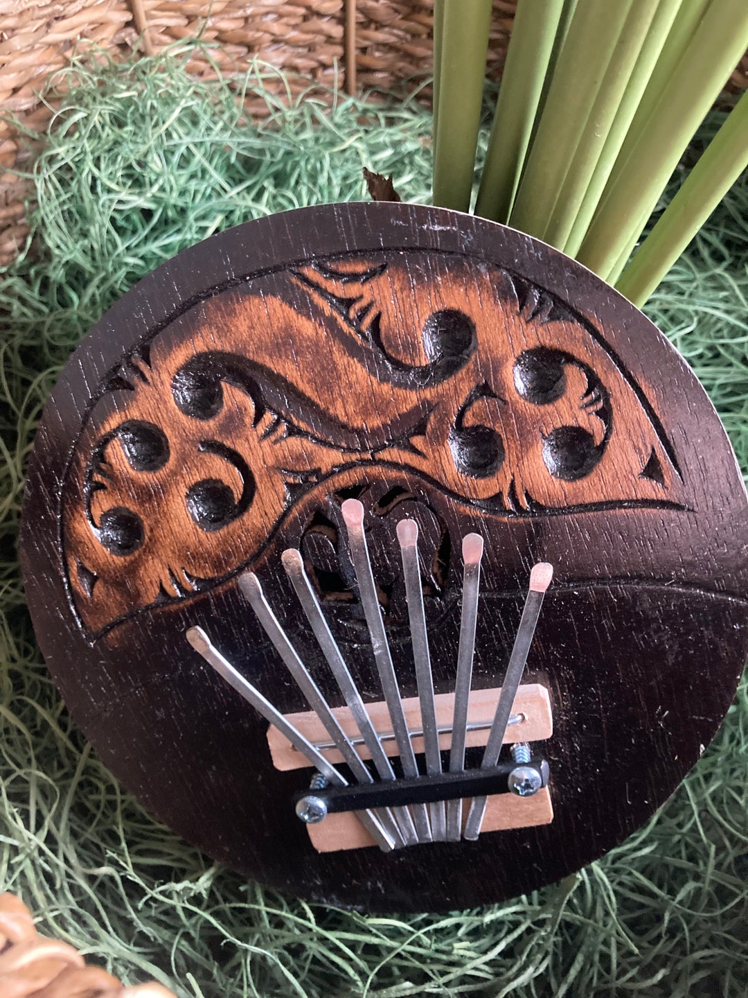 Kalimba, Carved Kalimba, Coconut Shell, 7 Keys Carved Kalimba, Thumbs ...