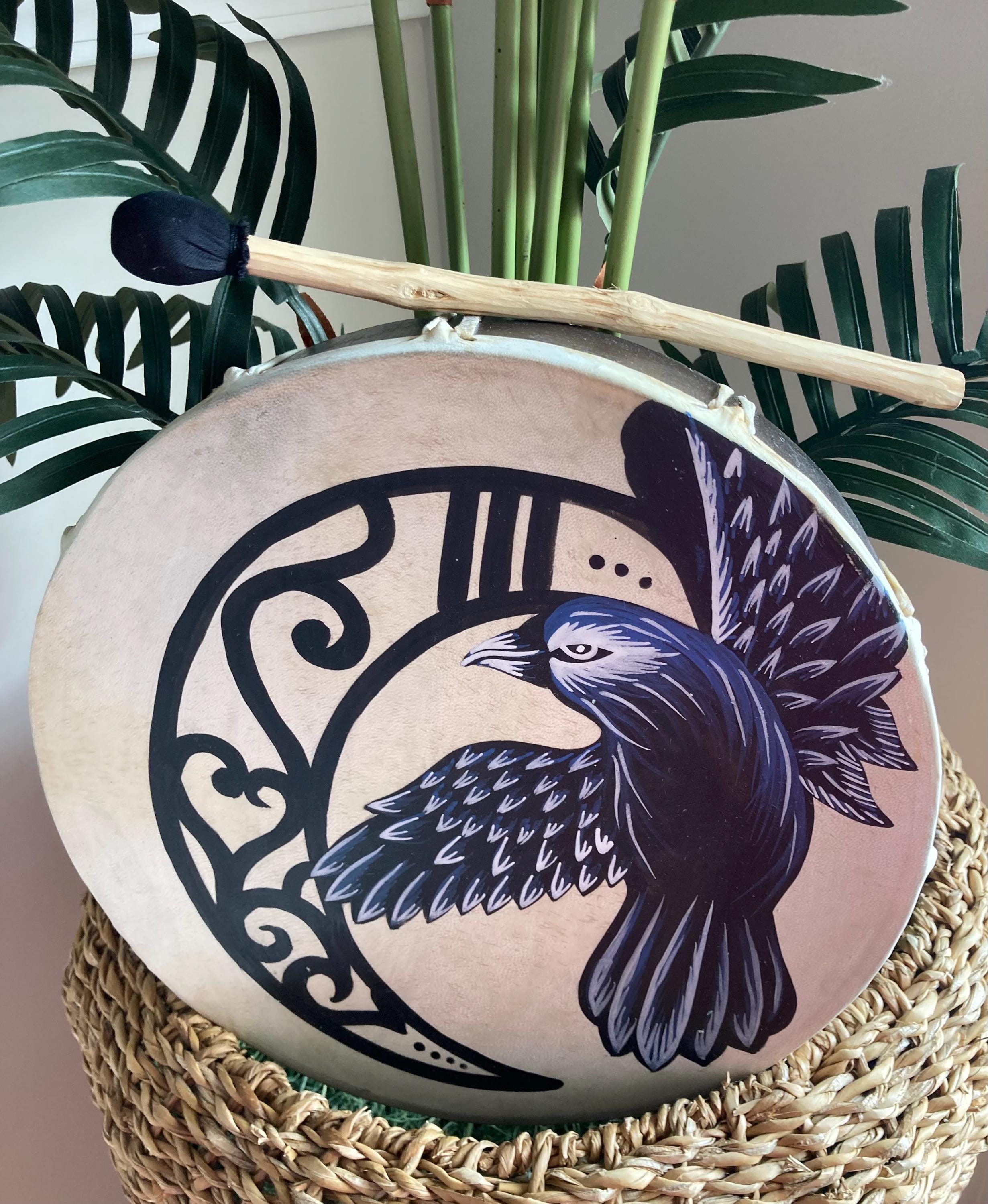 Ceremonial Drum, Drum, Raven & Moon Drum, Sound Instrument, Painted ...