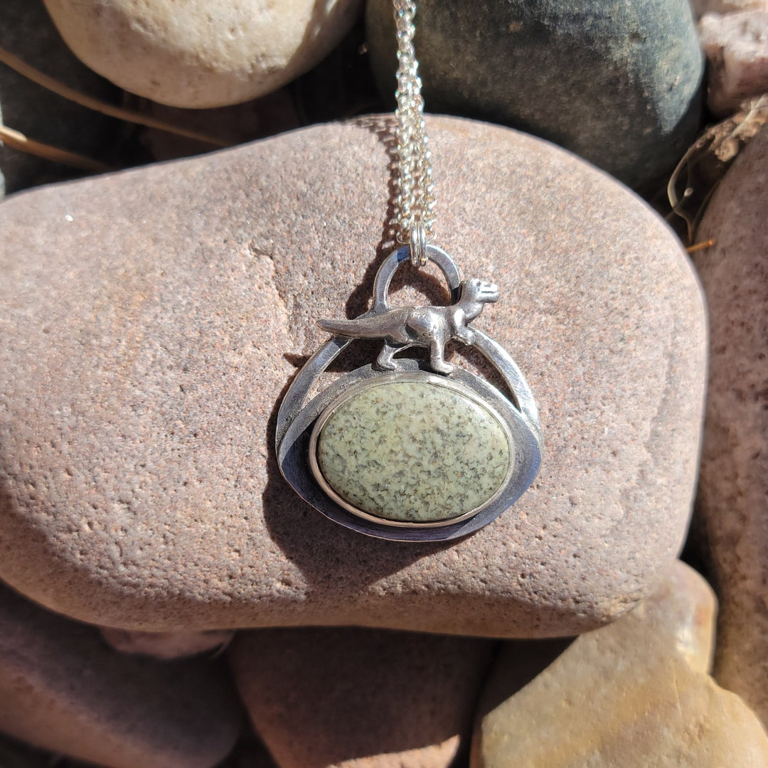 Dinosaur Bone With T-rex Necklace on 18 Sterling Silver Chain - Etsy