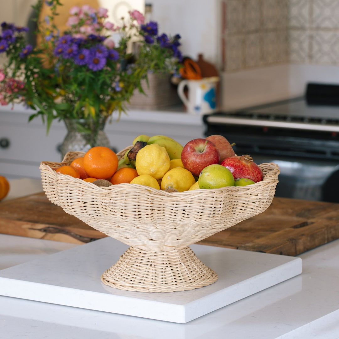 Kishni Rattan Fruit Bowl - Etsy