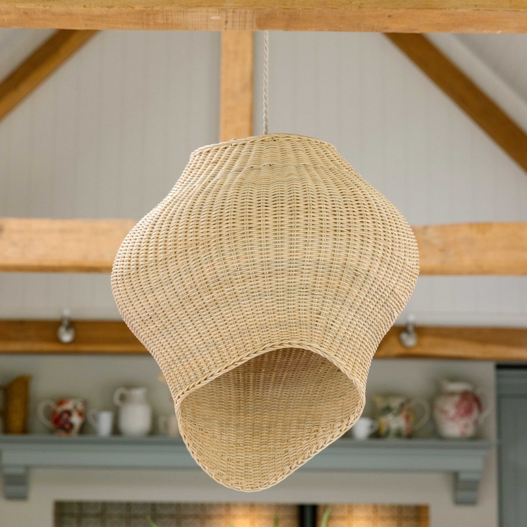 Shell Rattan Pendant / Wicker Chandelier - Etsy
