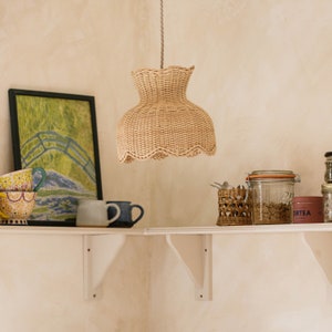 Anar Rattan Scalloped Lampshade/wicker Pendant Light small - Etsy