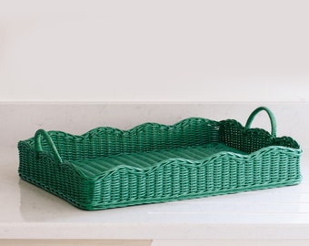 Rattan Scallop Tray - Etsy