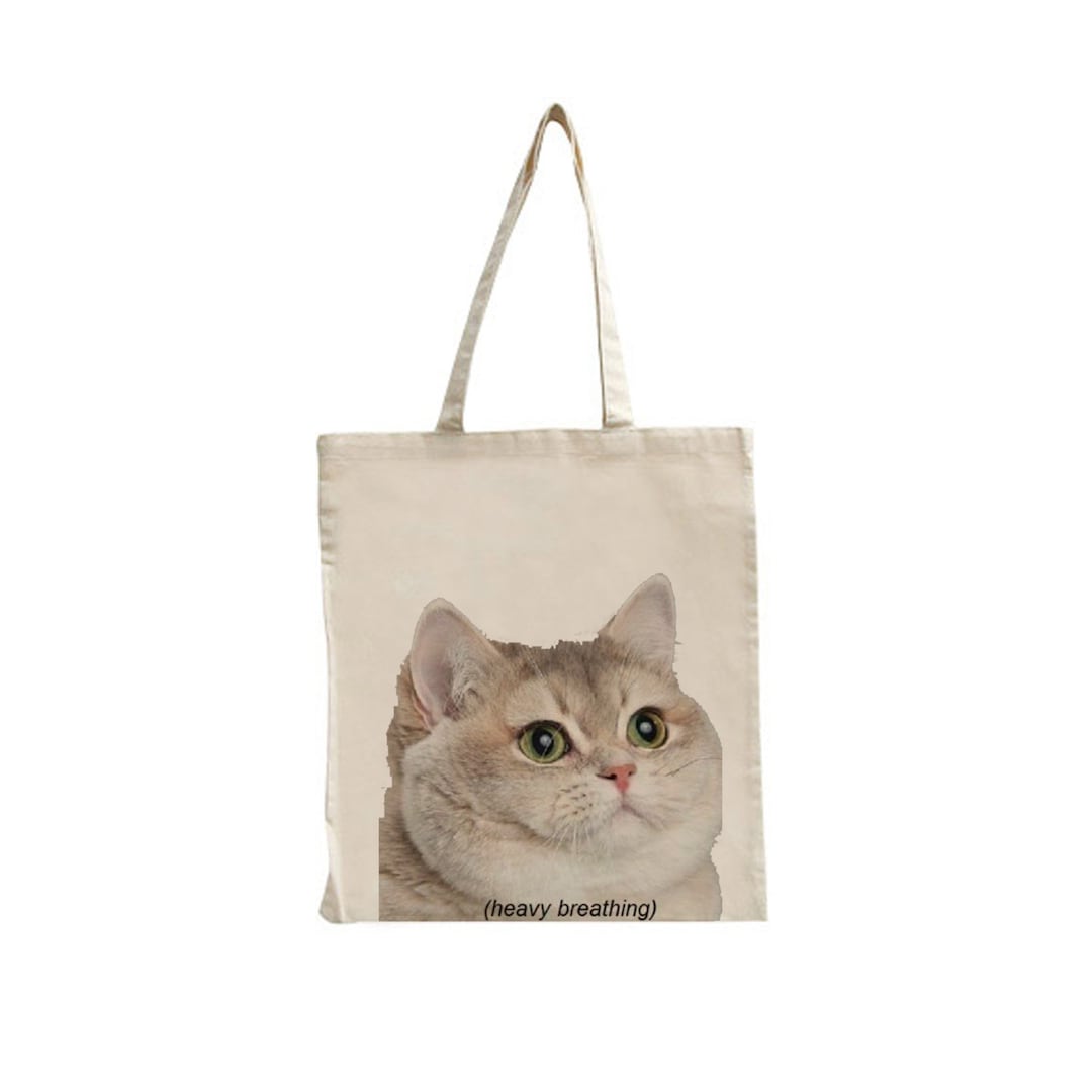 Heavy Breathing Cat Meme Tote Bag - Reusable Shopping Bag - Etsy UK