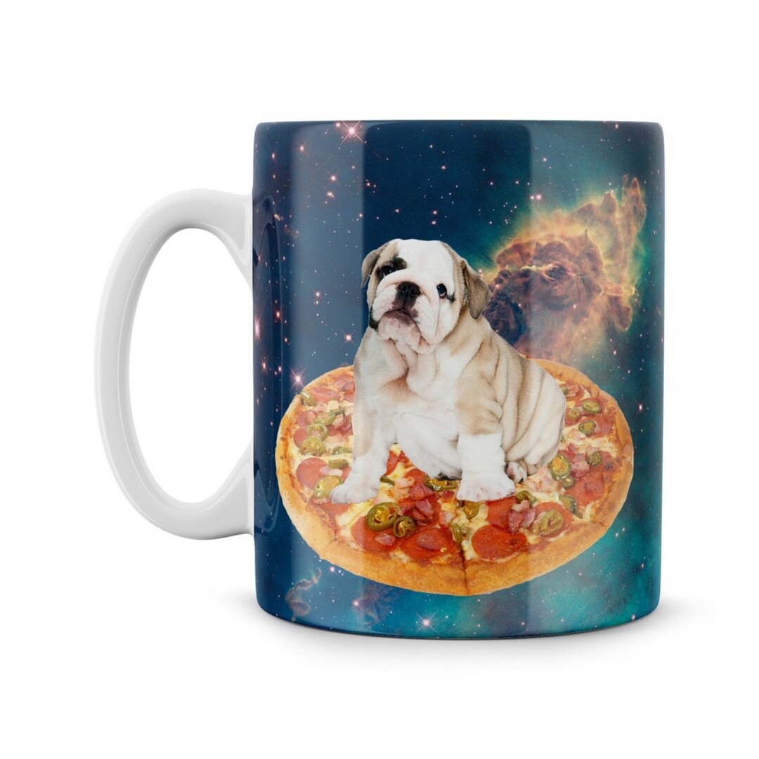 Galaxy Space Pepperoni Pizza Dog British Bulldog Puppy Cute Funny ...