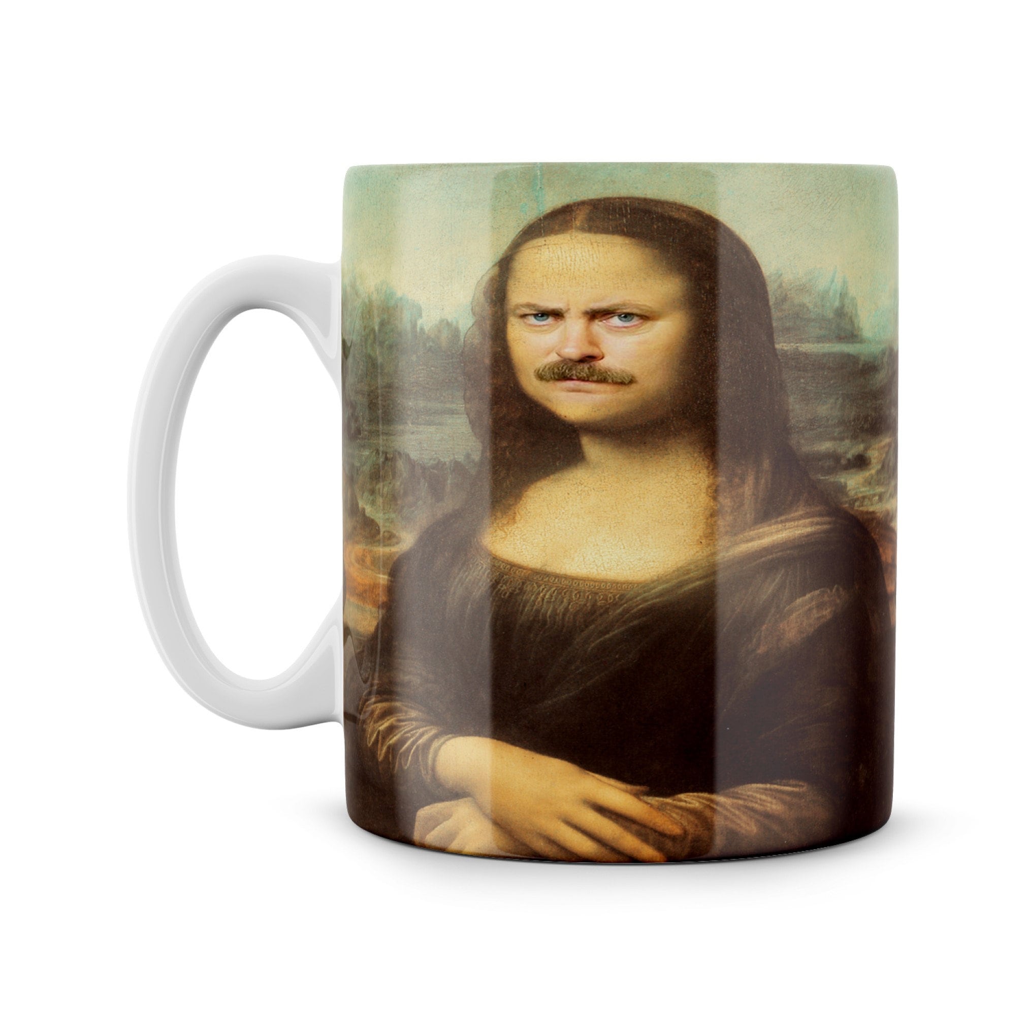 Mona Lisa Ron Swanson Morph Face Funny Geek Gaming Nerd Mug | Etsy