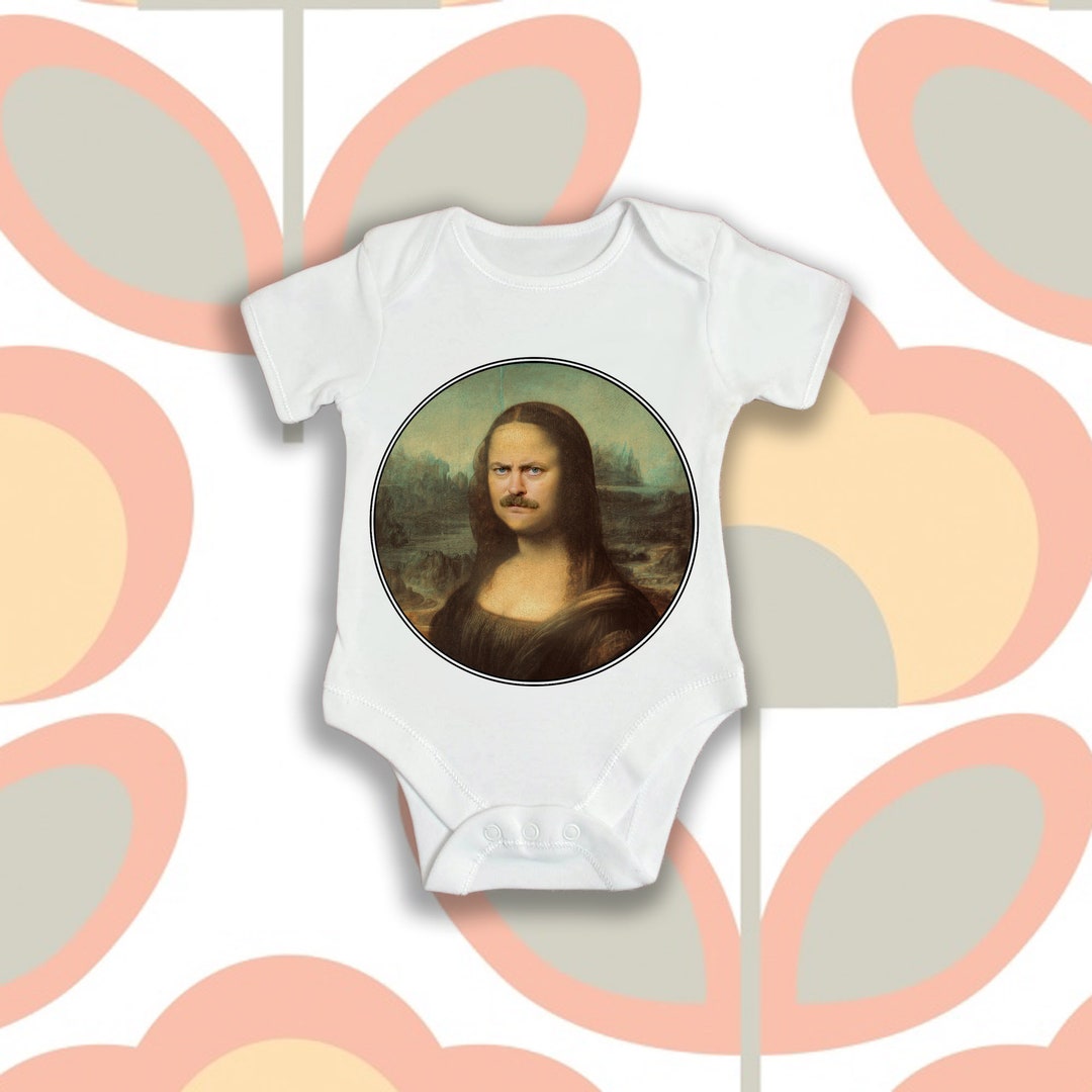 Mona Lisa Ron Swanson Parks & Recreation Nick Offerman Baby Grow Body ...