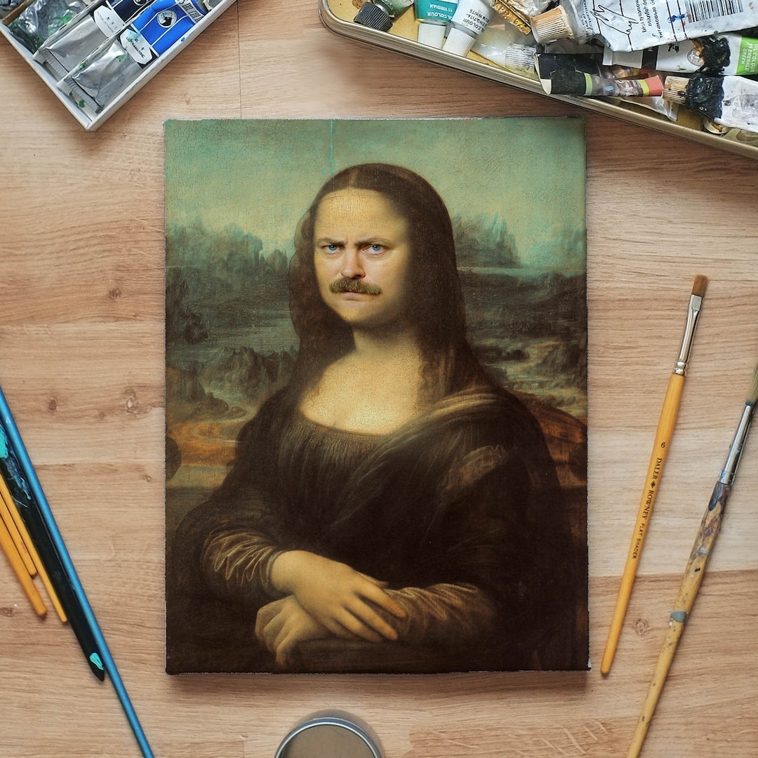 Ron Swanson, Mona Lisa, Parks and Recs, Print of Painting, Unframed ...