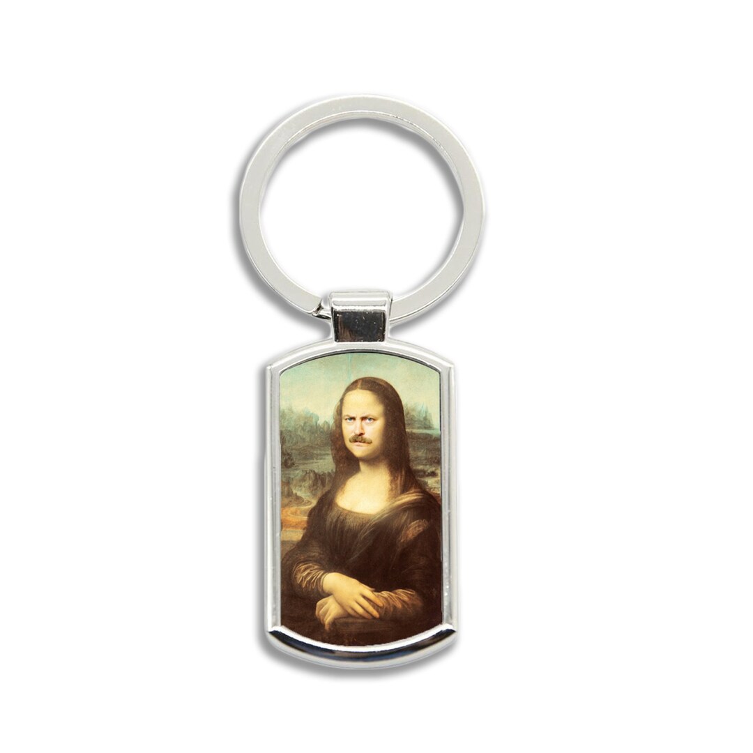 Mona Ron Swanson Parody Meme Keychain Keyring Key Ring Mona Lisa Ron ...