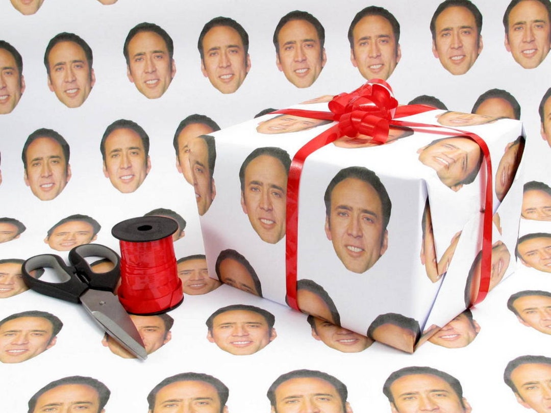 Nic Cage Creepy Face St. Valentine Nicolas Cage Gift Wrap Wrapping ...