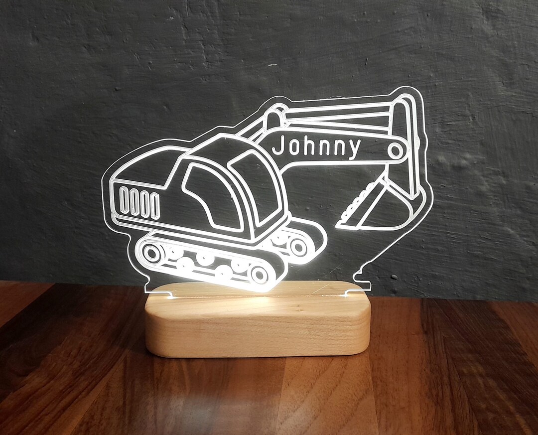 Excavator Led Light With Personalisation - Etsy