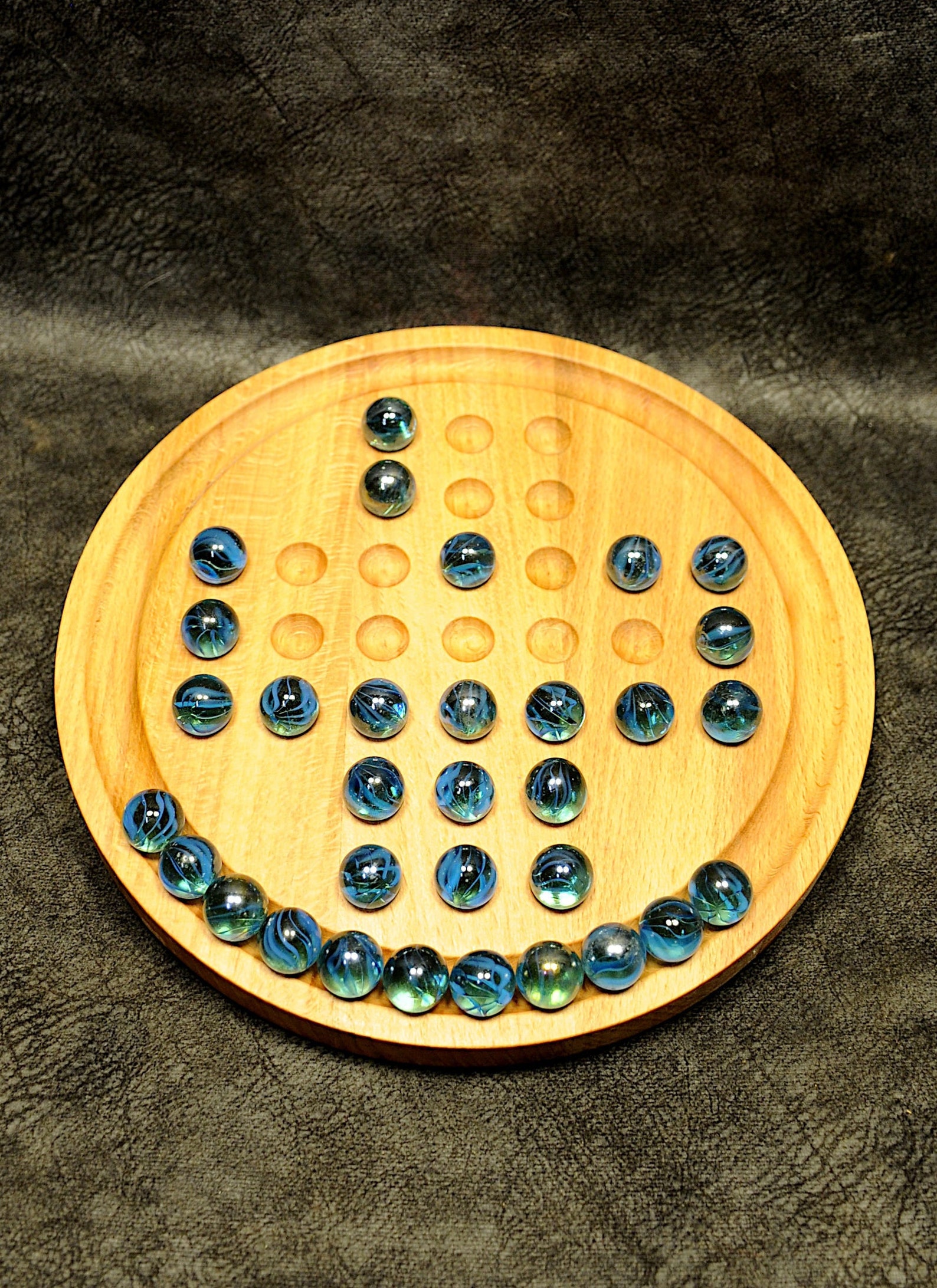 Peg Solitaire Wooden Board Game With Marbles - Etsy