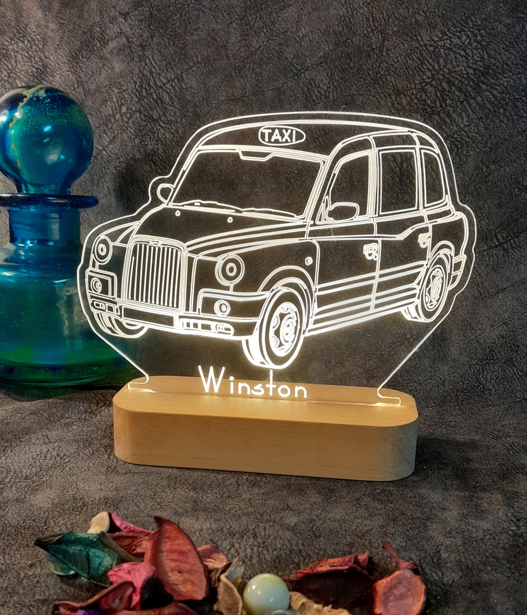 Classic London Taxi Cab Led Light With Personalisation Led Night Lamp ...