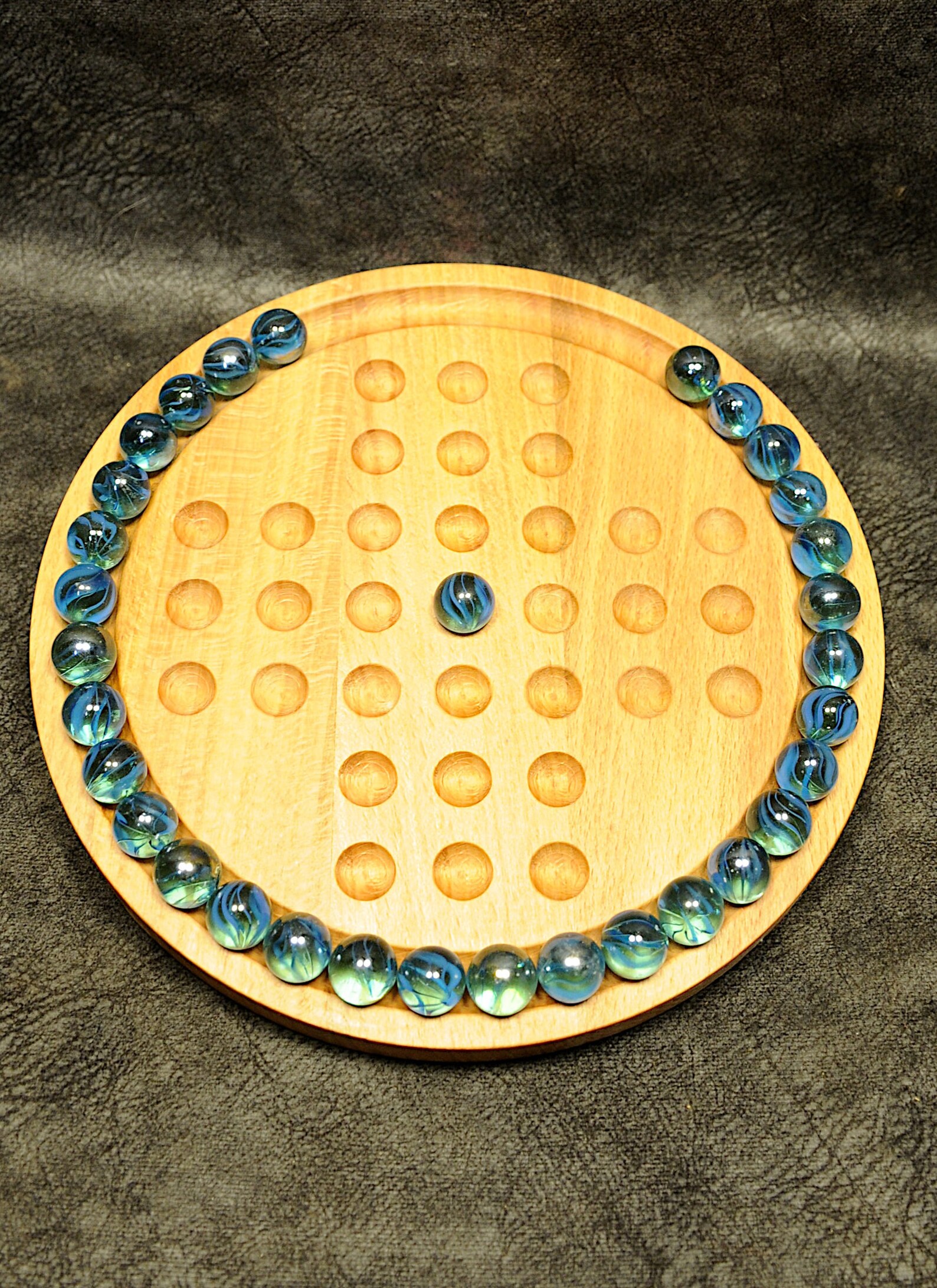 Peg Solitaire Wooden Board Game With Marbles - Etsy