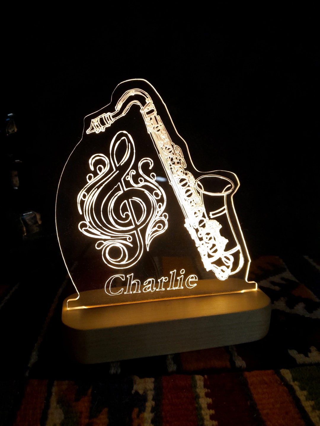 Saxophone Themed Led Light With Personalisation Led Night Lamp - Etsy