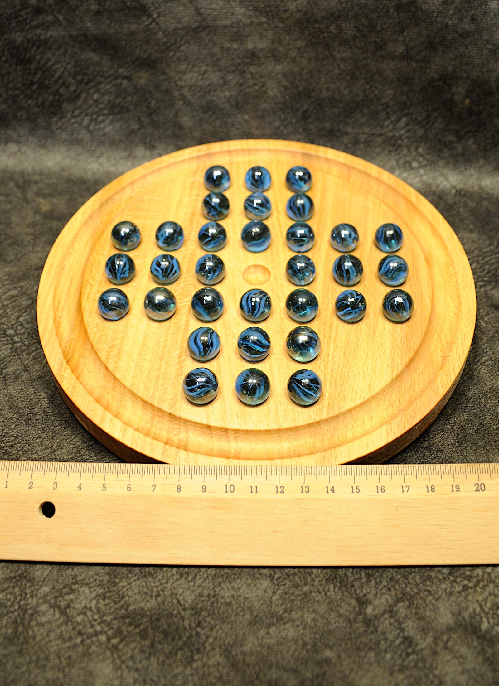 Peg Solitaire Wooden Board Game With Marbles - Etsy