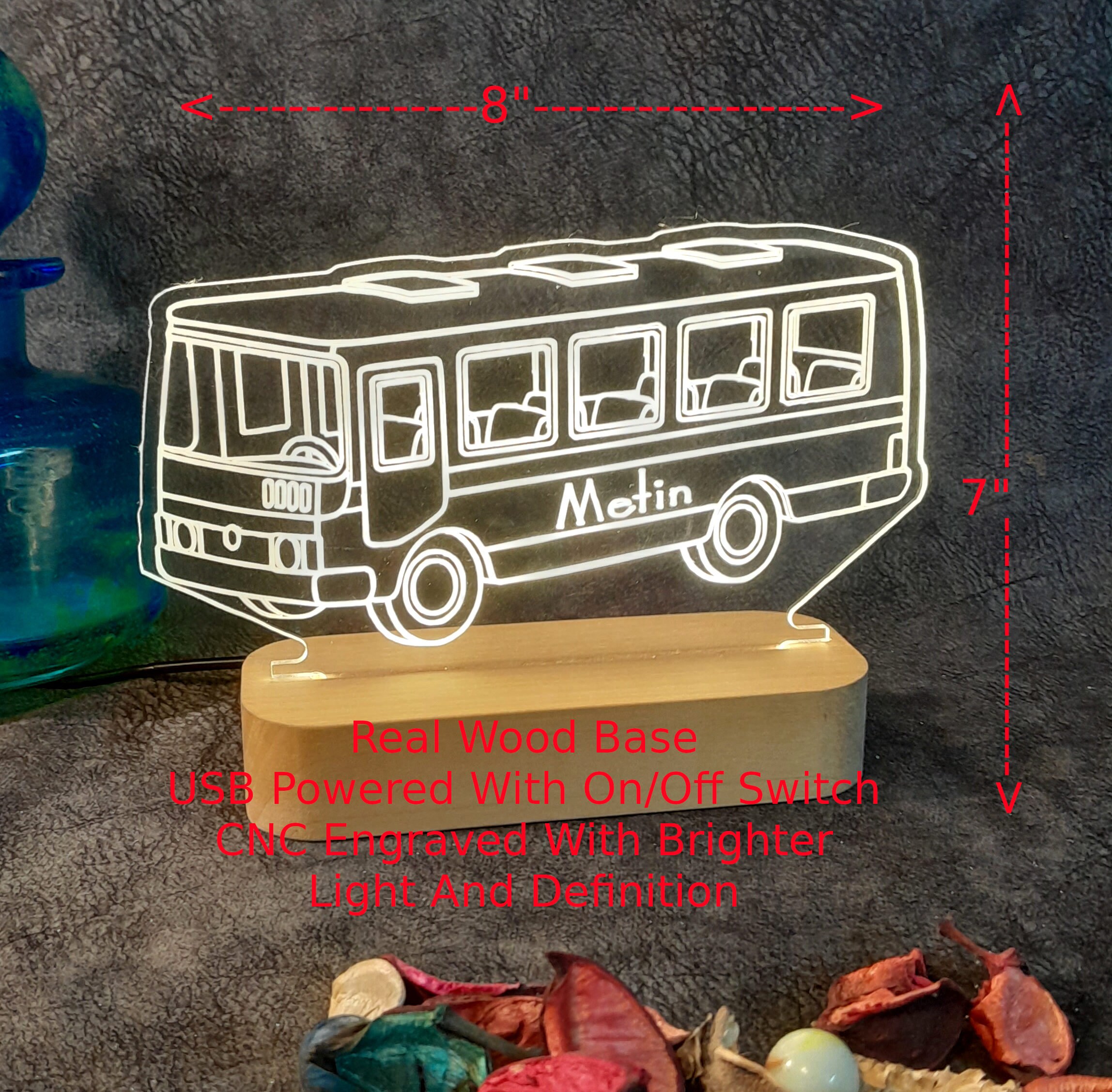 Classic Passenger Bus Led Light With Personalisation | Led Night Lamp ...