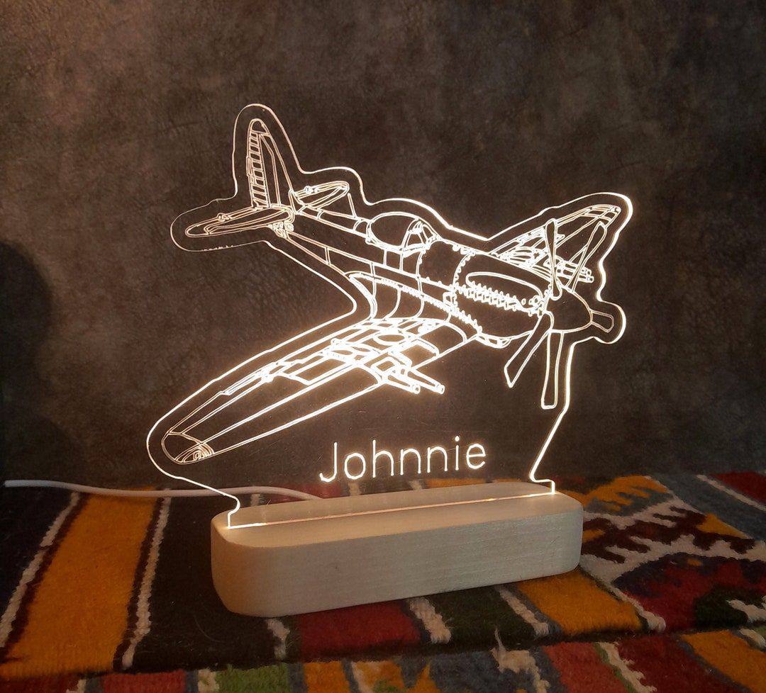 Spitfire WW2 Fighter Plane Led Light With Personalisation Led Night ...