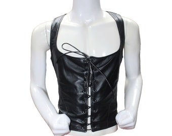 Leather Lace up Vest - Etsy