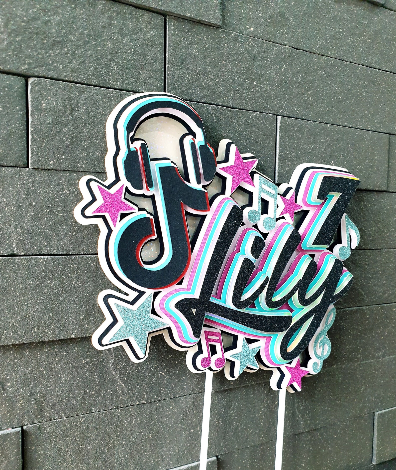 Personalised Tiktok Cake Topper 3D With Name and Age - Etsy