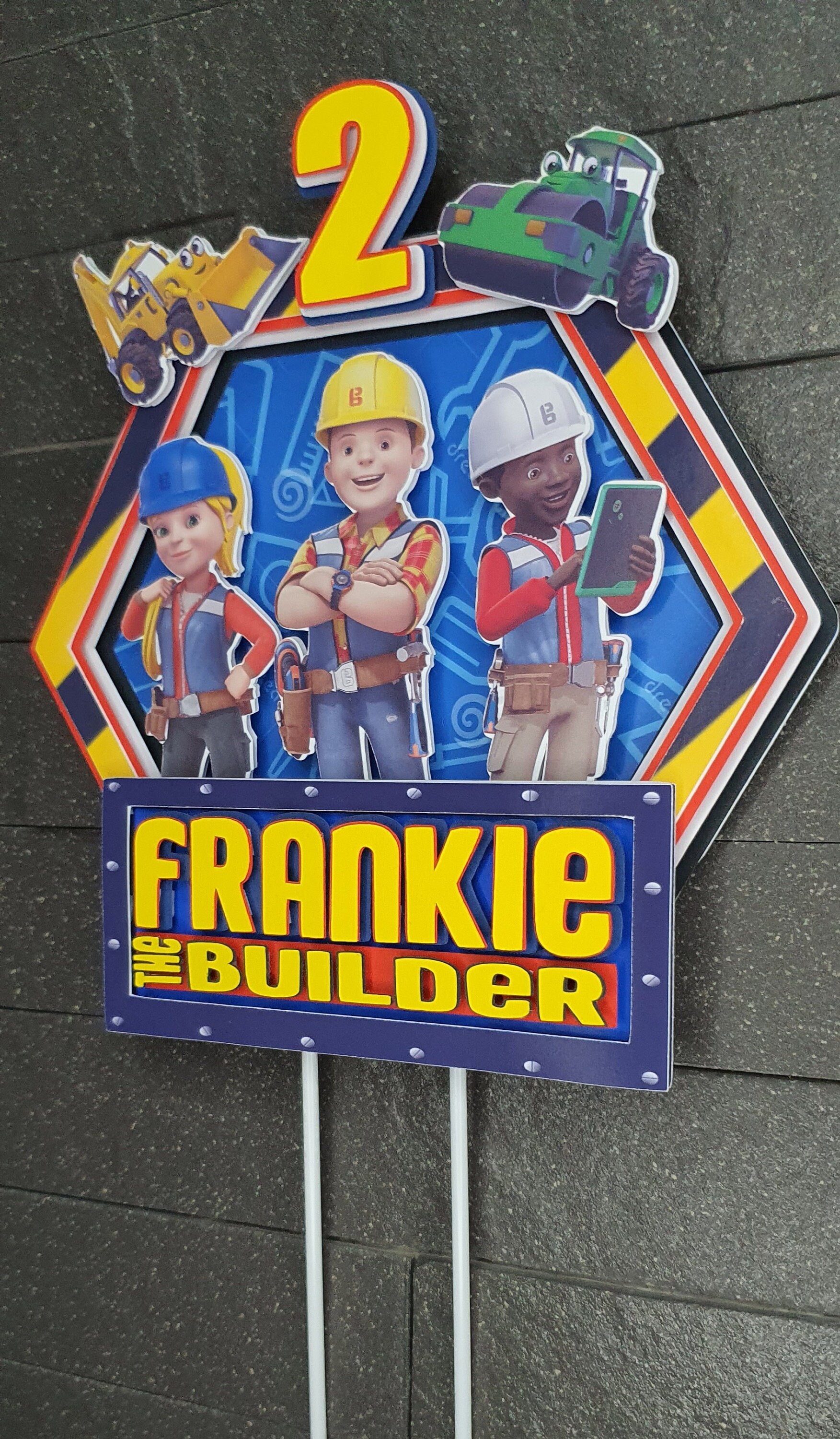 Personalised Bob the Builder Cake Topper 3D With Name and Age - Etsy UK