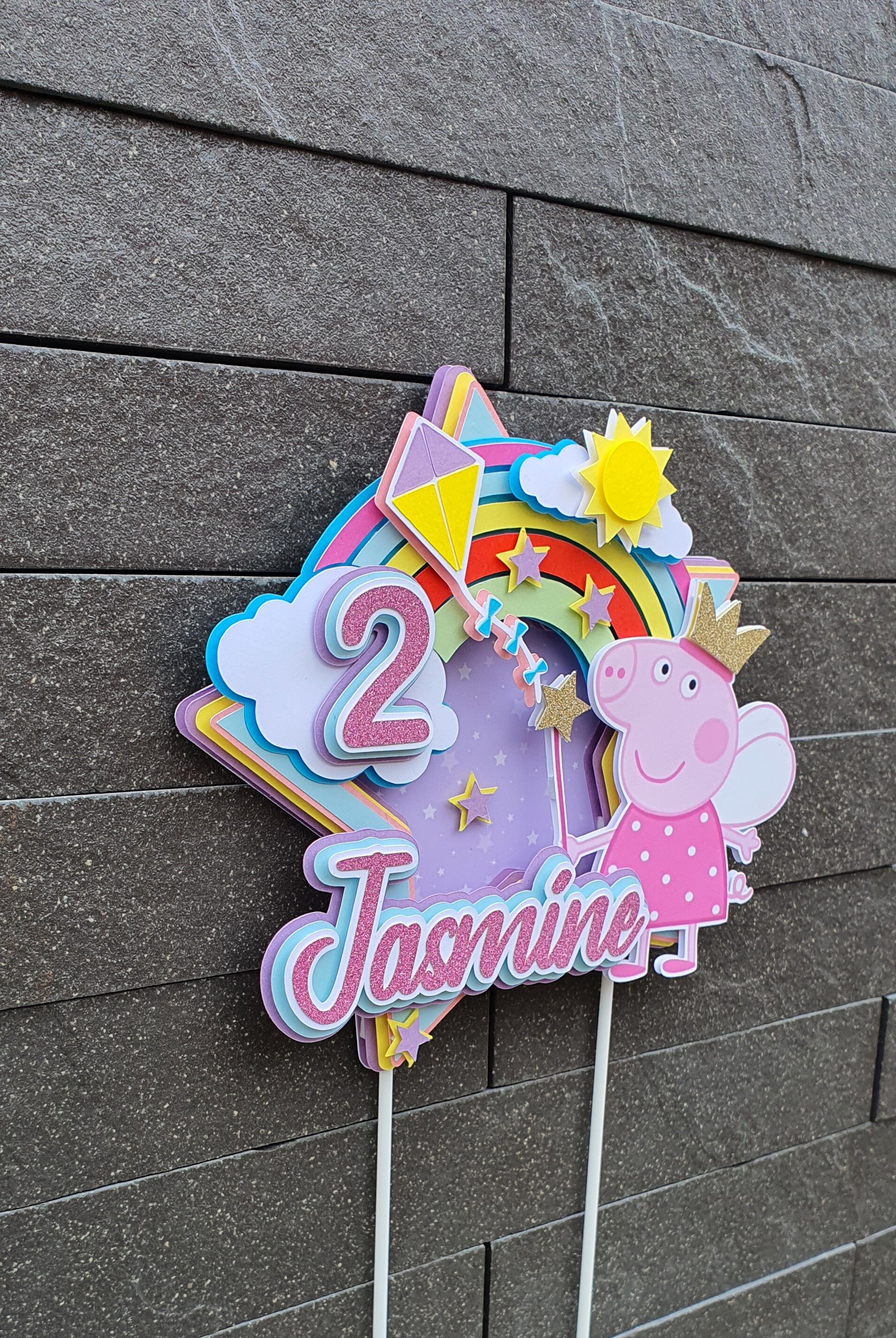 Personalised Peppa Pig Cake Topper 3D With Name and Age | Etsy