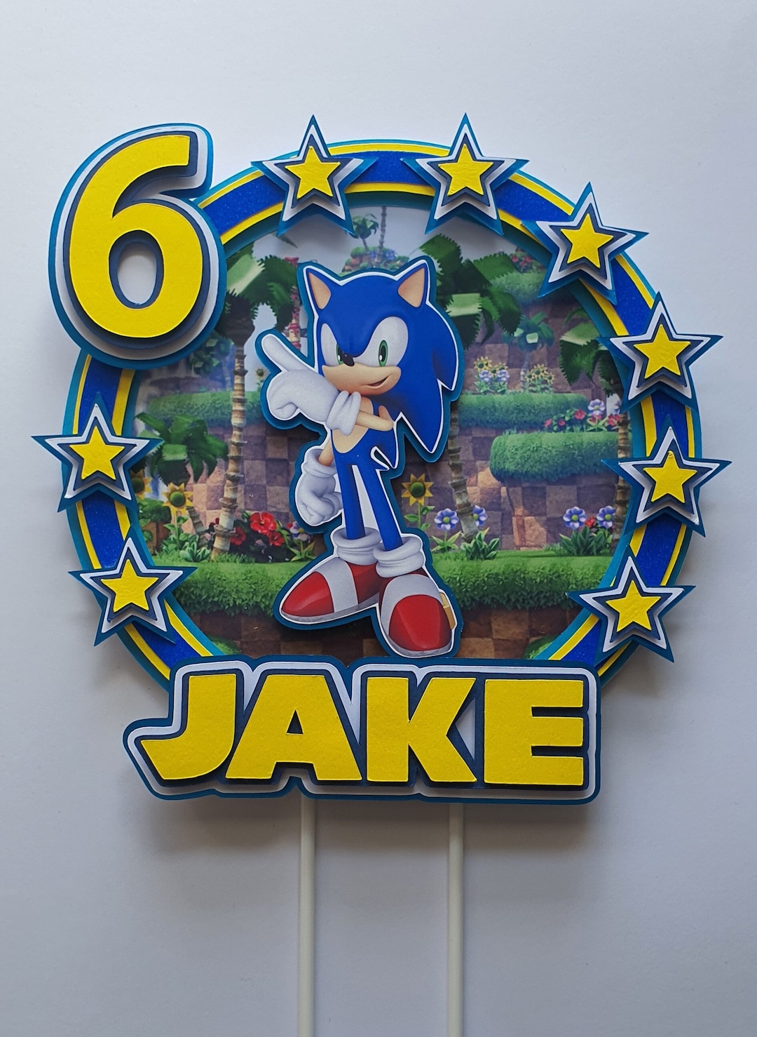 Personalised Sonic Cake Topper 3D With Name and Age - Etsy