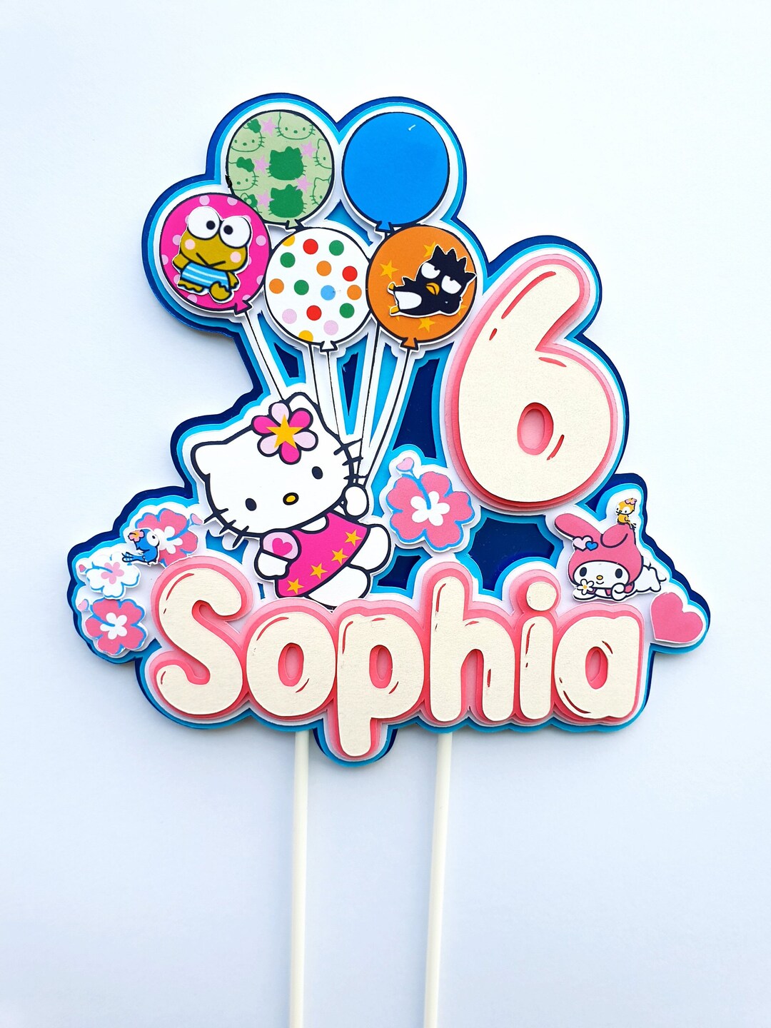 Personalised Hello Kitty Cake Topper 3D With Name and Age - Etsy