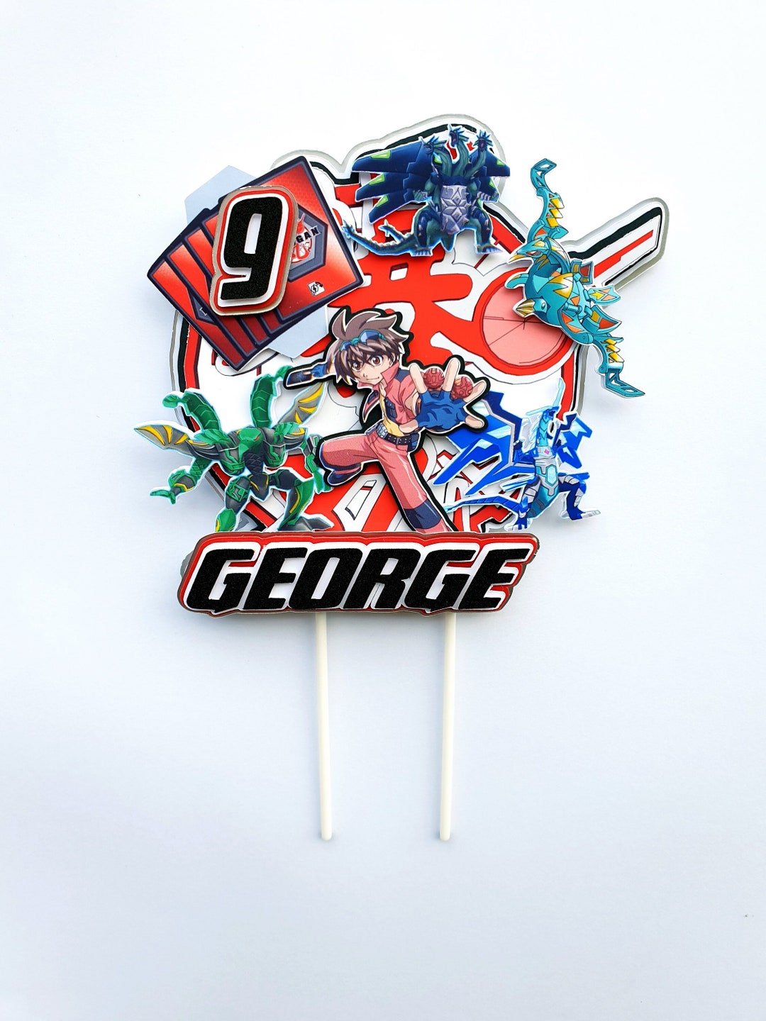 Personalised Bakugan Cake Topper 3D With Name and Age - Etsy UK