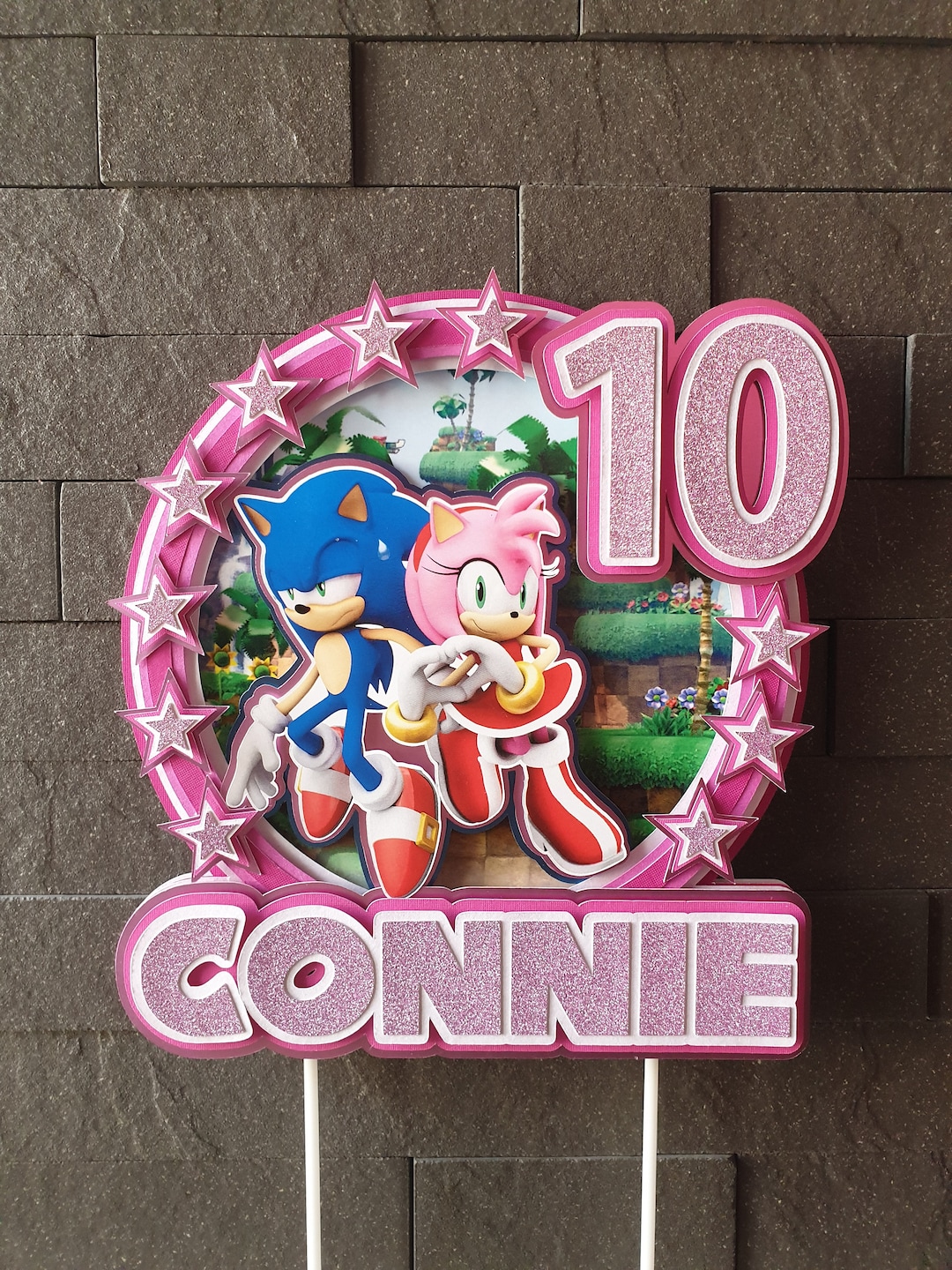 Personalised Sonic and Amy Rose Cake Topper 3D With Name and Age - Etsy