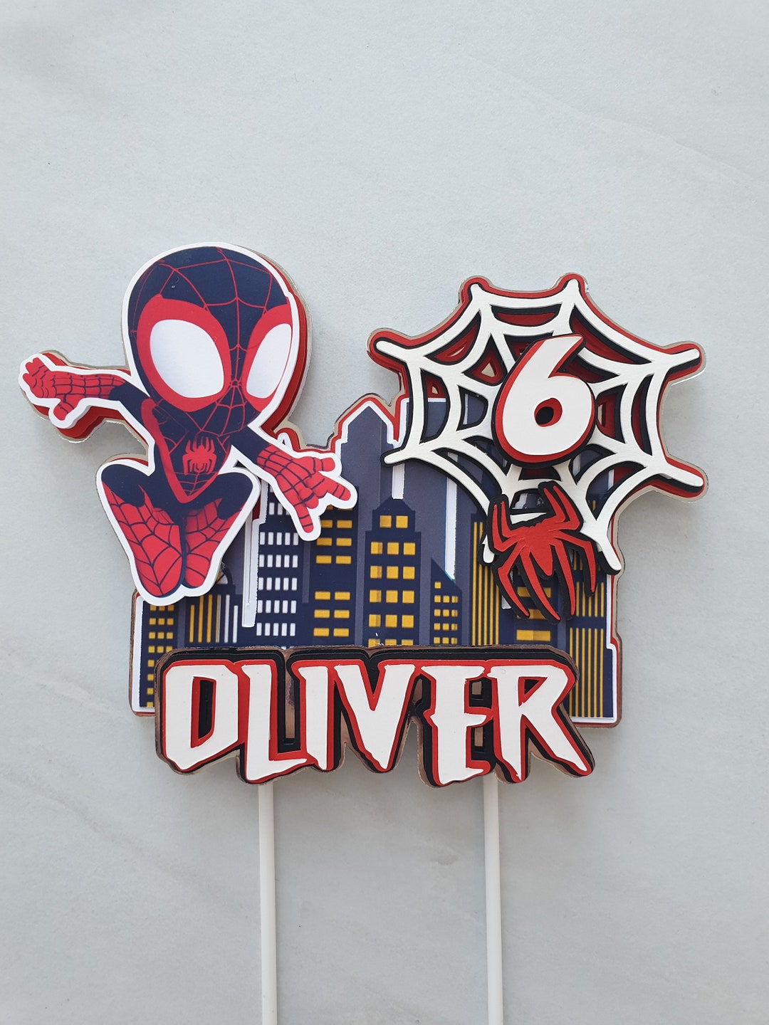 Personalised Spiderman Miles Morales Cake Topper 3D With Name and Age ...