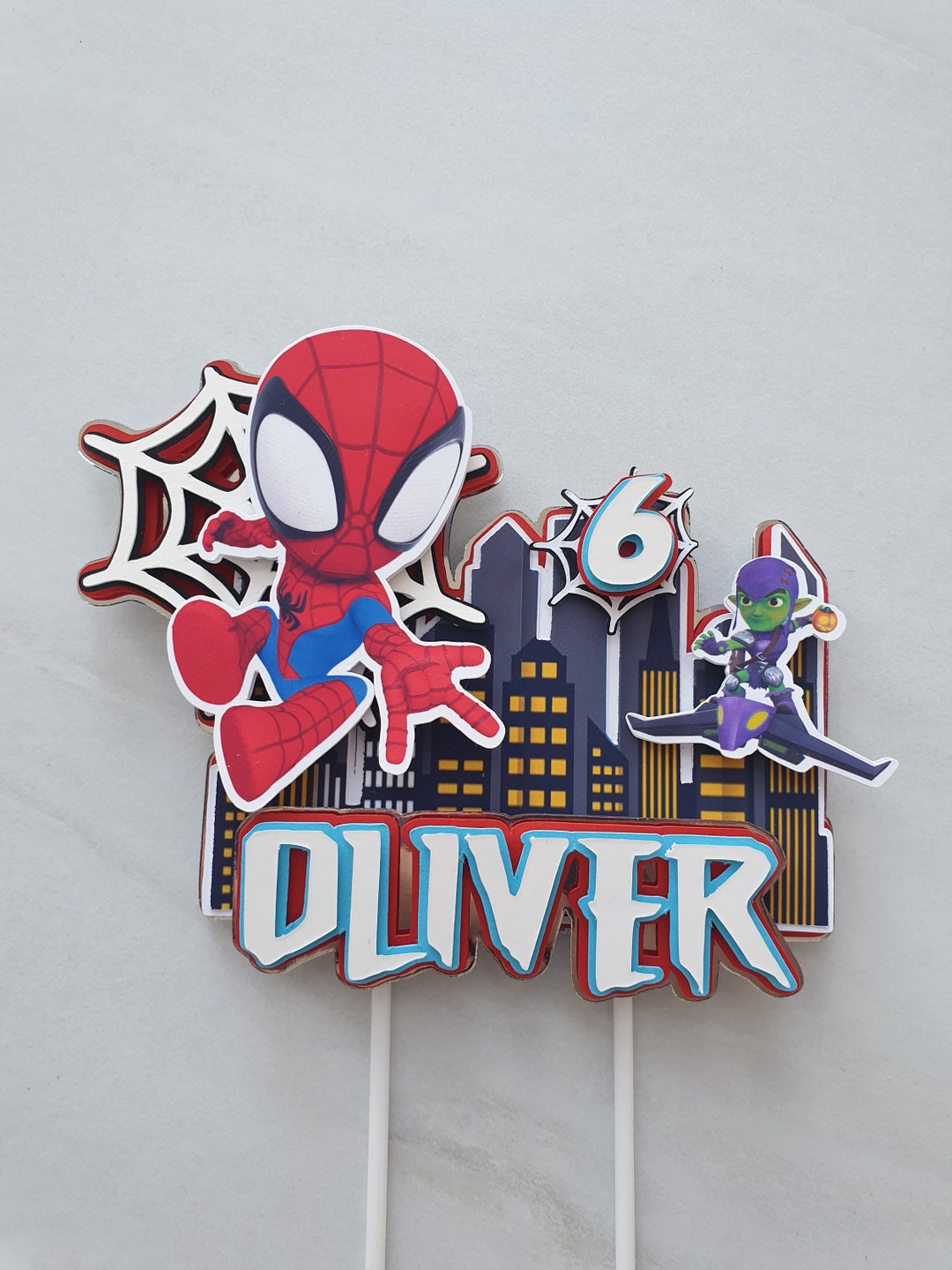 Personalised Spiderman Cake Topper 3D With Name and Age - Etsy