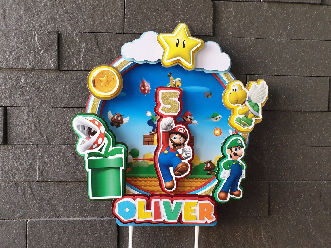 Personalised Super Mario Cake Topper 3D With Name and Age - Etsy