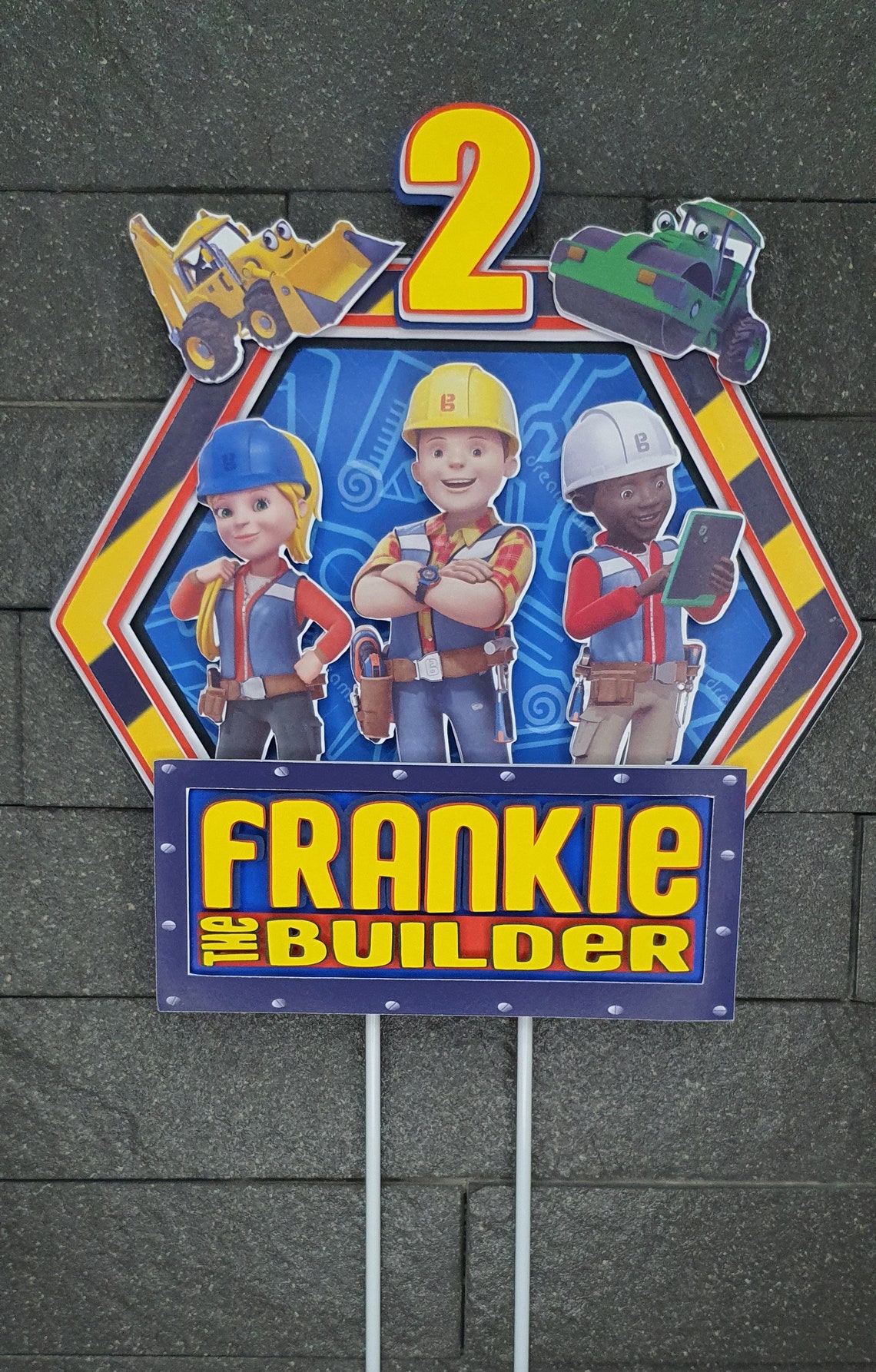 Personalised Bob the Builder Cake Topper 3D With Name and Age - Etsy
