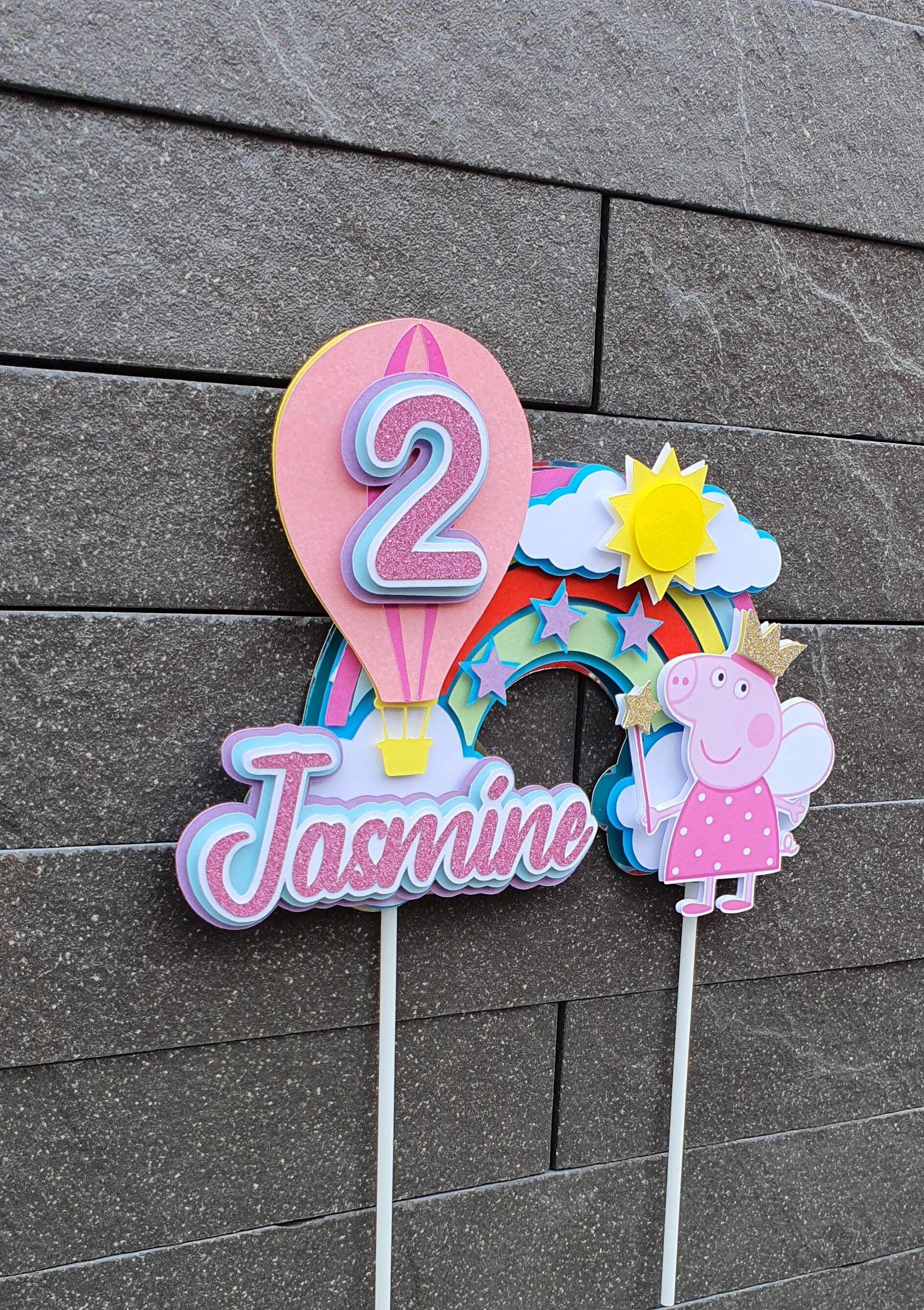 Personalised Peppa Pig Cake Topper 3D With Name and Age | Etsy