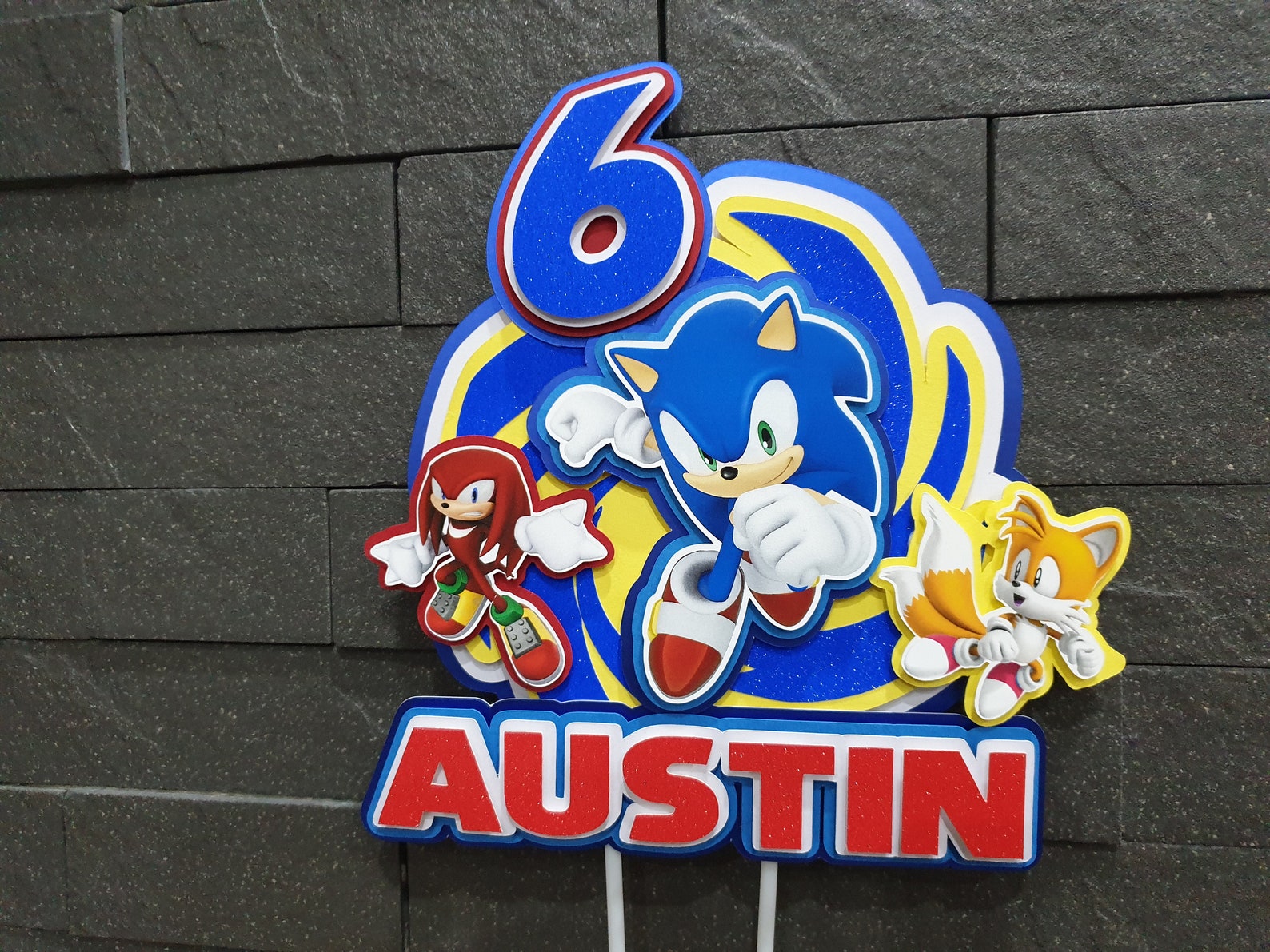 Personalised Sonic Cake Topper 3D With Name and Age - Etsy