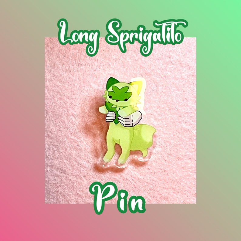 Long Sprigatito Pin pokemon Scarlet and Violet - Etsy