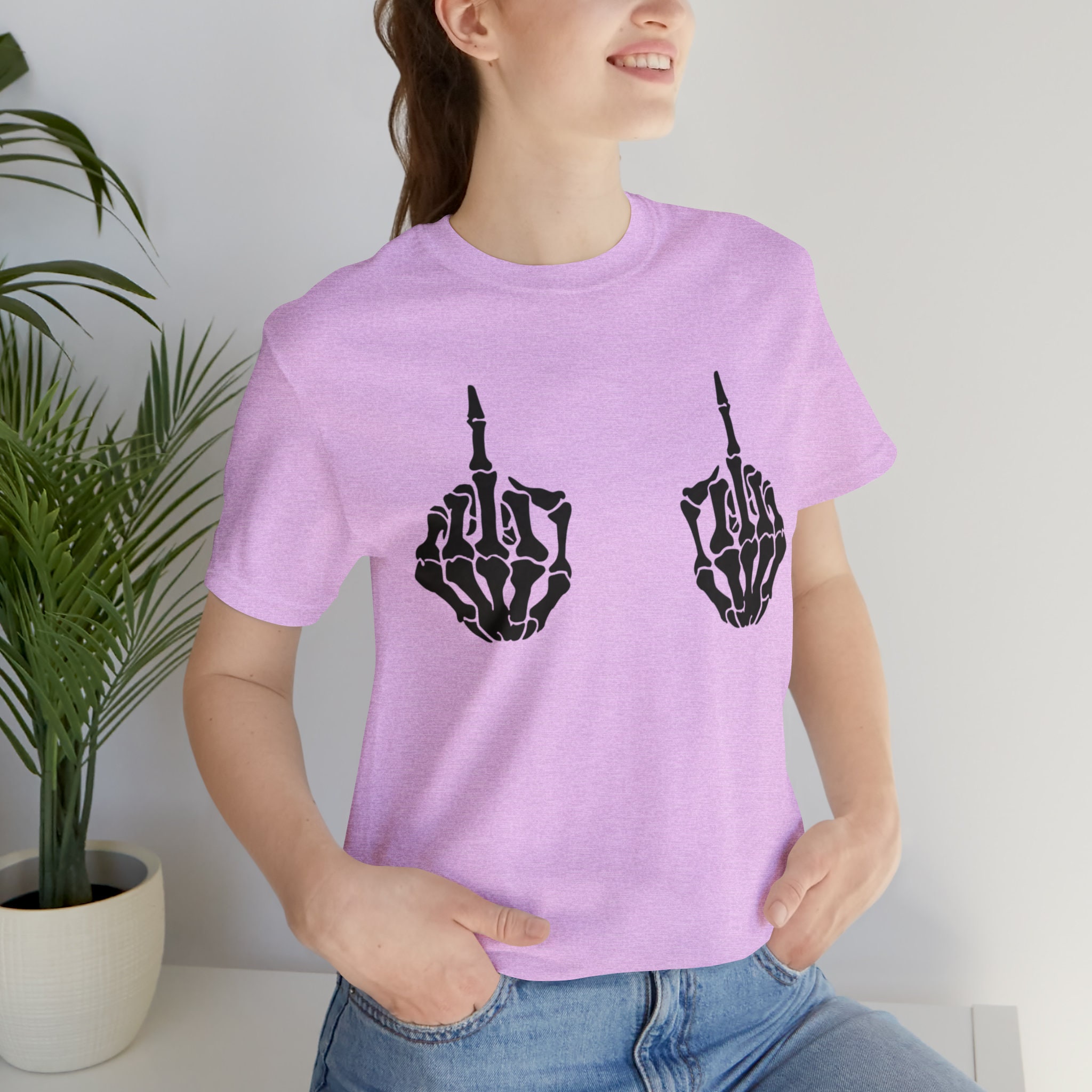 Skeleton Middle Finger Tee - Etsy