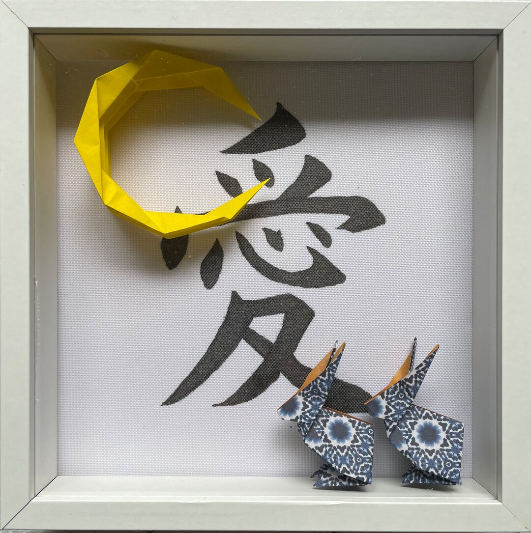 Handmade Origami Moon and Bunnies With love Background in - Etsy
