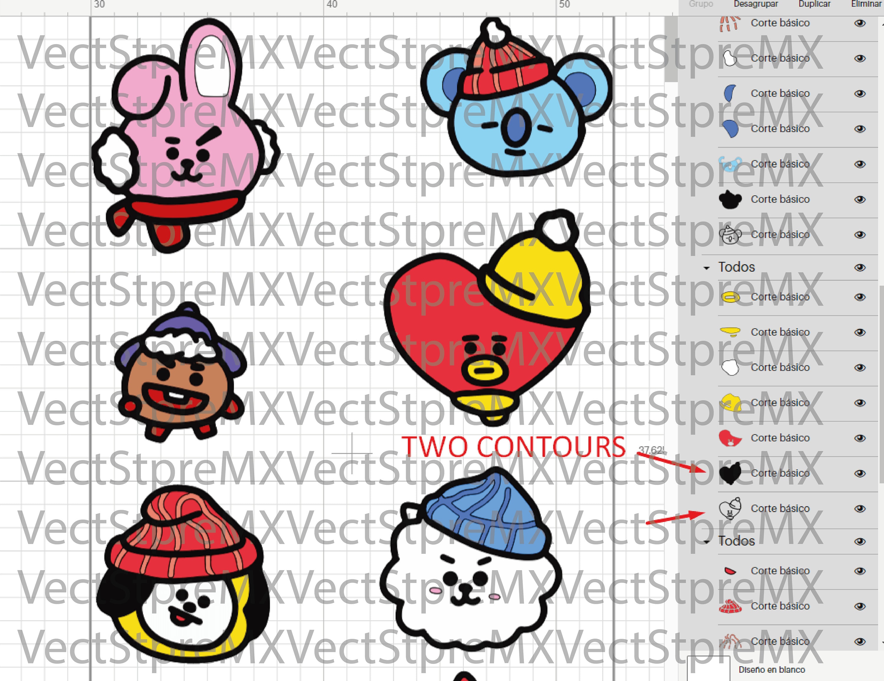 BT21 CHRISTMAS SVG 8 Designs Svg Png Cricut Cut File, Silhouette Cut ...