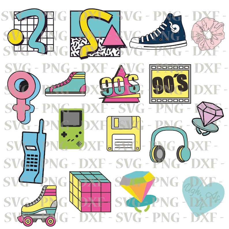 90s Clipart 90s Clipart Bundle 1990 90s Party Retro 90s | Etsy