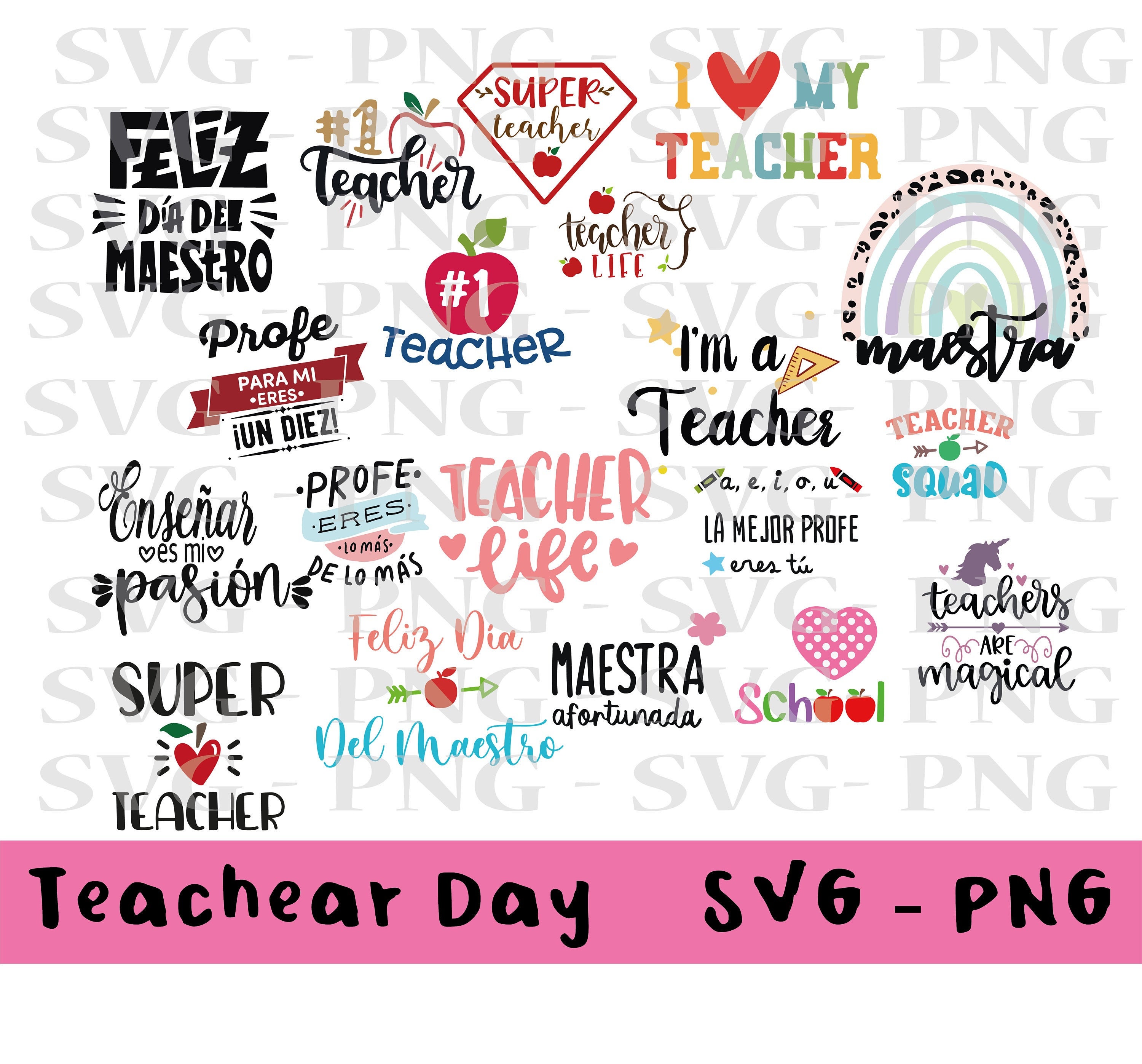 Día del maestro SVG Bundle, Teacher Svg, día del maestro png, archivos ...