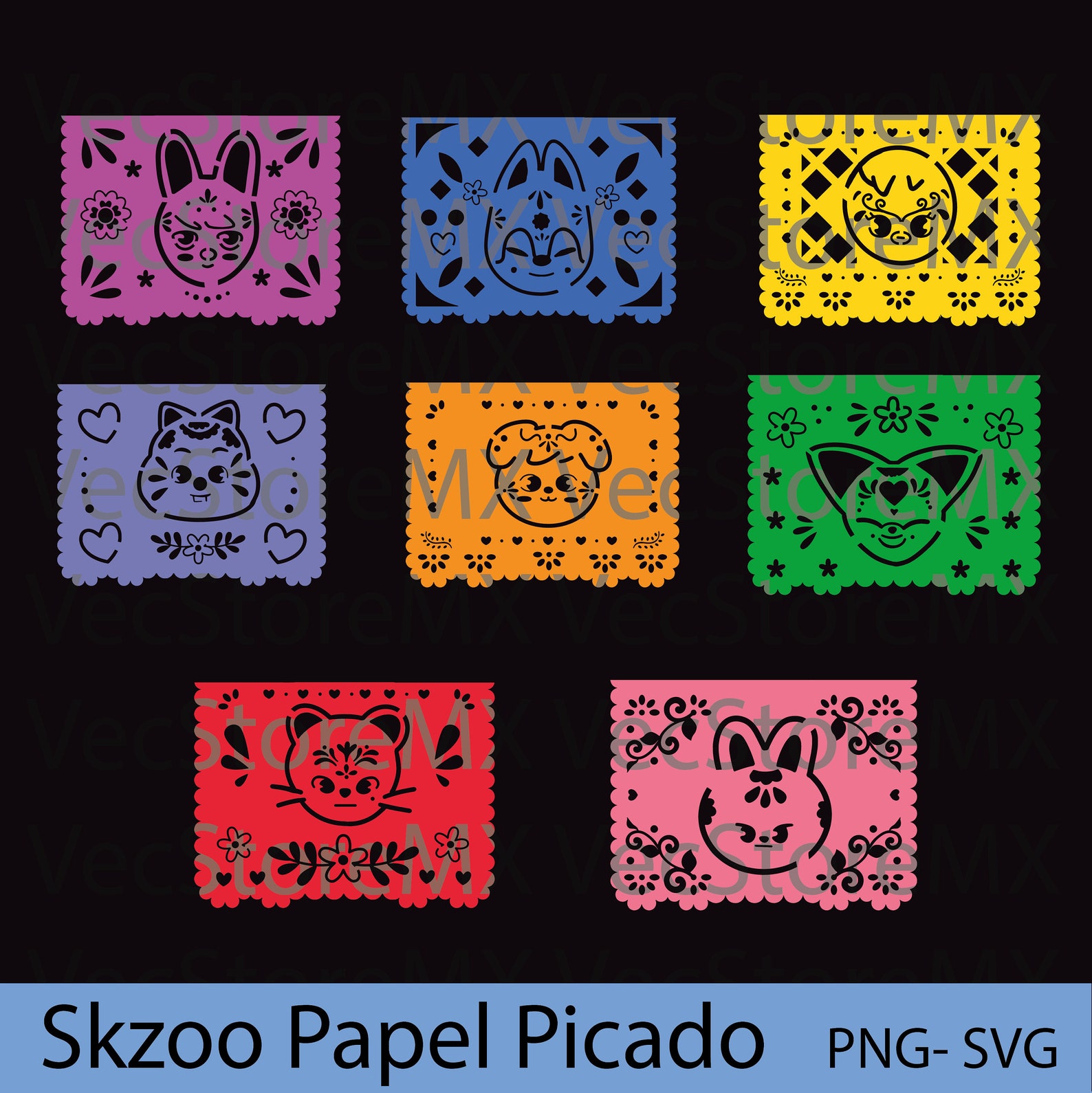 Papel Picado Stray Kids Svg Png Svg / día de muertos / - Etsy México