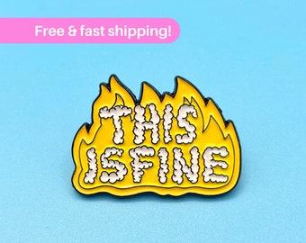 This is Fine Meme Pin House on Fire Meme - Etsy