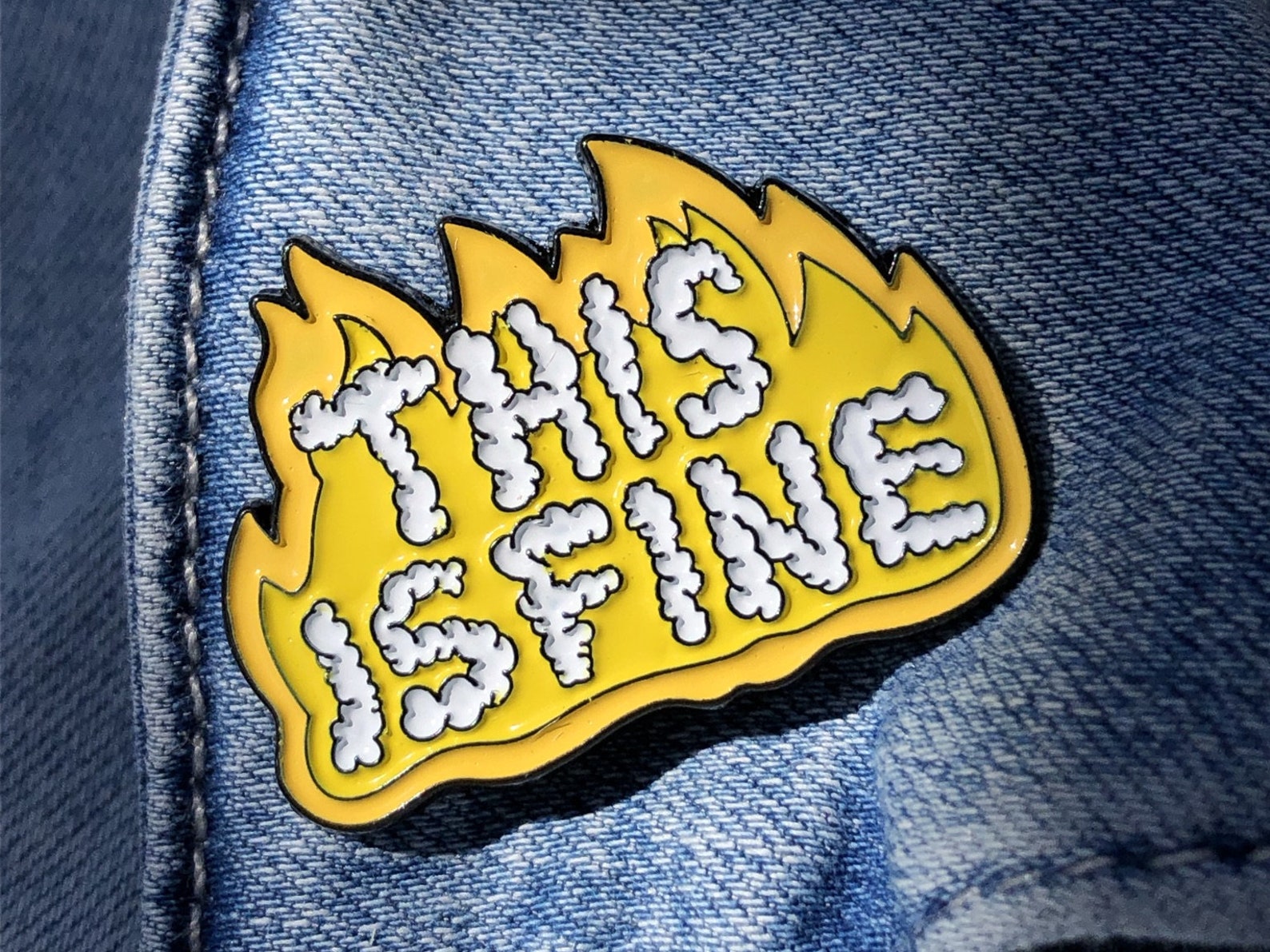 Funny 'this is Fine' Fire Enamel Pin Unique Cartoon - Etsy