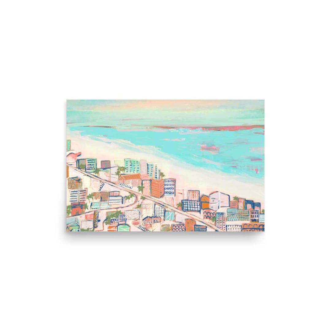 Florida Beach Cityscape Art Print – Fort Myers Painted in Bold Pastels ...